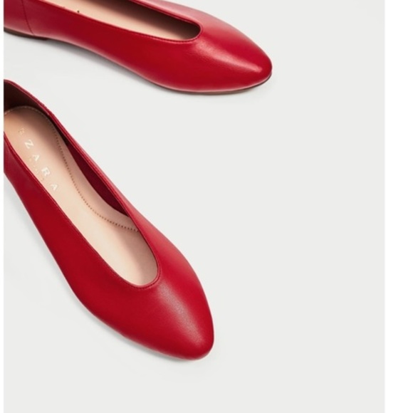 Zara | Shoes | Nwt Zara Vcut Red Leather Ballerina Flats | Poshmark